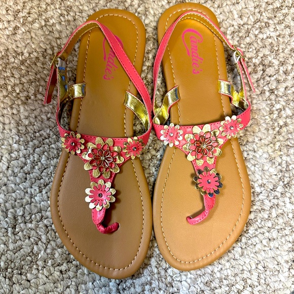 Candie's | Shoes | Candies Pink Gold Sparkly Womens Sandals | Poshmark